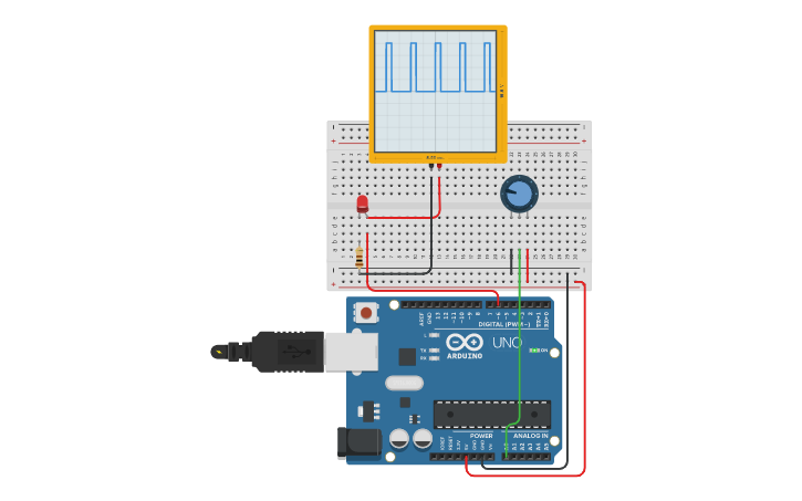 Circuit design PWM 2: Fading LED con POT. - Tinkercad