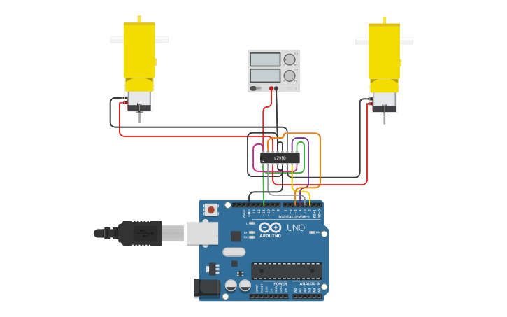 Circuit design Motores Robo AGV - Tinkercad