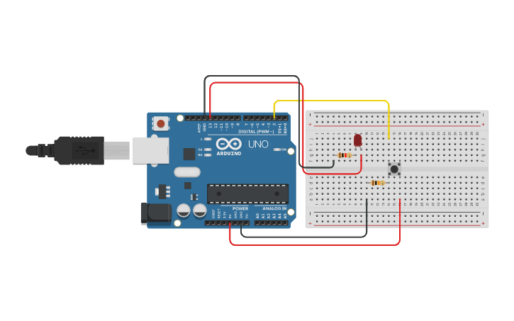Circuit design Arduino Push Button (Digital Input) - Tinkercad