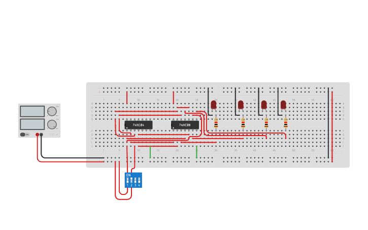 Circuit design 2 TO 4 DECODER - Tinkercad