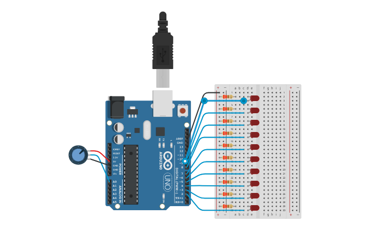 Circuit Design Led Bar Graph Tinkercad