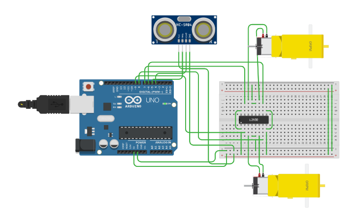 Circuit design motores con sensor - Tinkercad