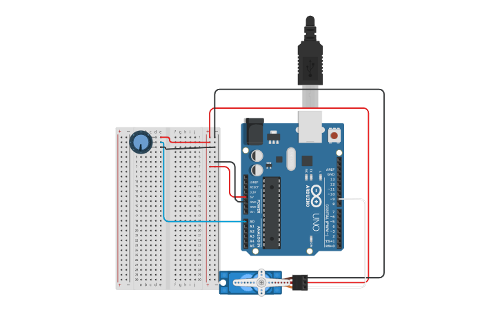 Circuit design Circuit 3A: Servo Motors - Tinkercad