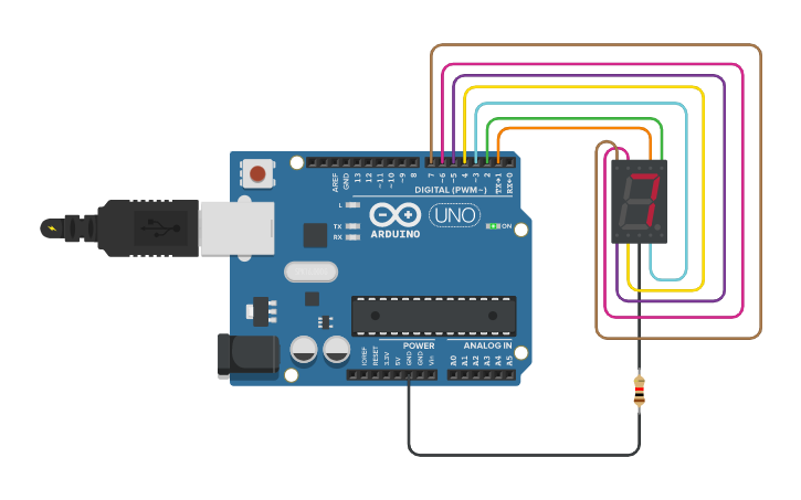 Circuit design Exercício Display - Tinkercad