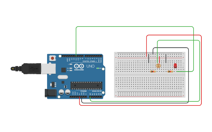 Circuit design Fotoresistore con led ad accensione graduale | Tinkercad