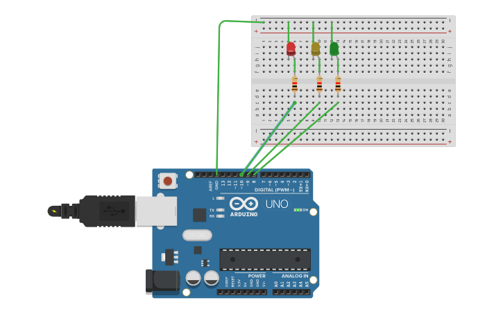 Circuit design Traffic Light | Tinkercad