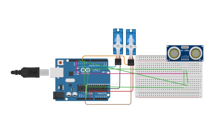 Circuit design Copy of controlling servo motor using ultrasonic sensor ...