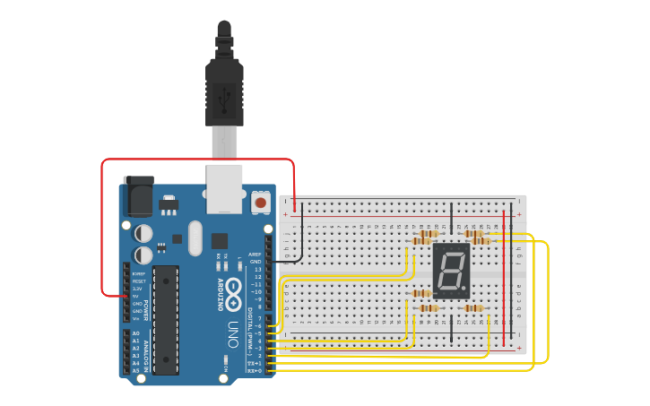 Circuit design 7段顯示器 - Tinkercad