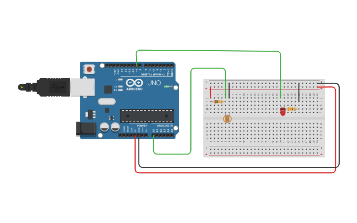 Circuit design Task 2: Automatic Light Circuit - Tinkercad
