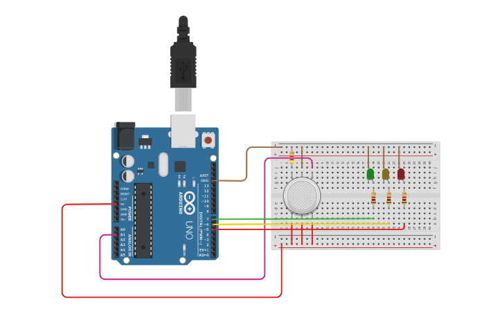 Circuit design Smoke Detector - Tinkercad
