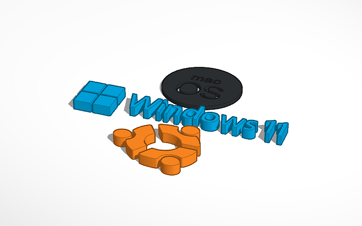 3D design Mac Os 12 Logo 3D and Windows 11 Logo 3D and Ubuntu Logo 3D ...