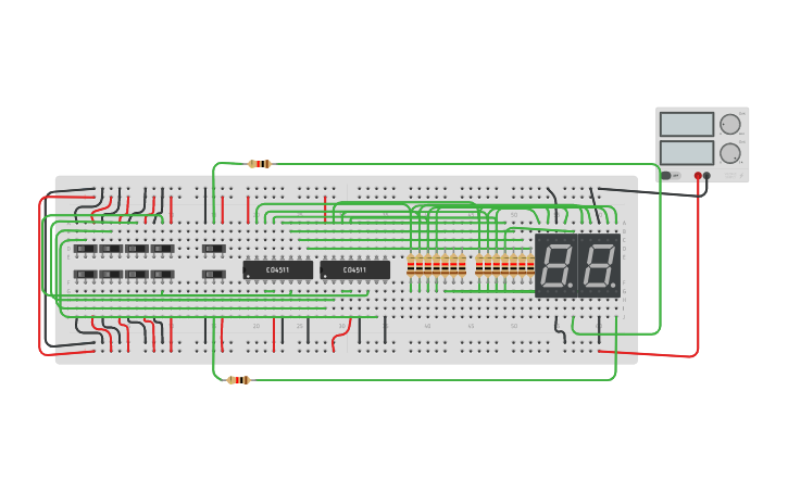 Circuit design 7-сегментный экран (CD4511) - Tinkercad