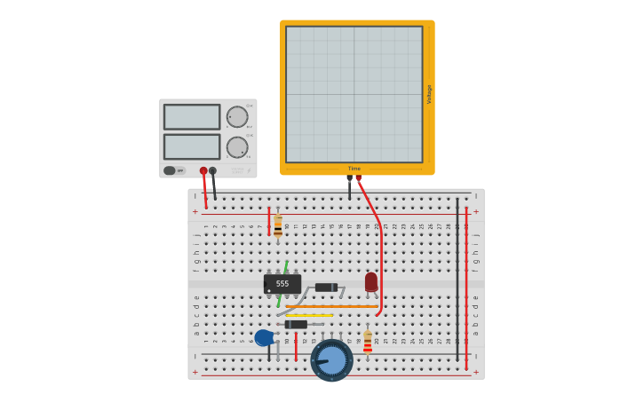 Circuit design 555 PWM - Tinkercad