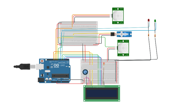 Circuit design Car Parking System - Tinkercad