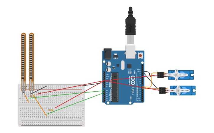 Circuit design Flex zu Servo - Tinkercad