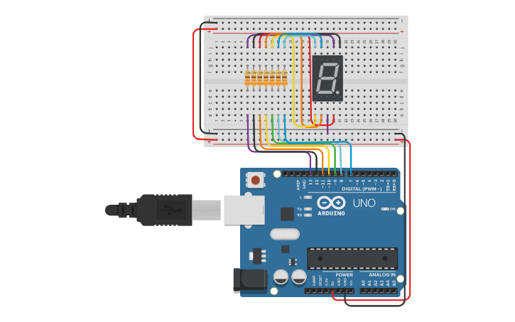 Circuit Design Cronômetro Regressivo Com Display De Sete Segmentos E Arduino Tinkercad