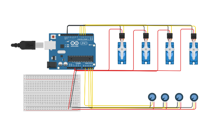 Circuit design Quatro motores - Tinkercad