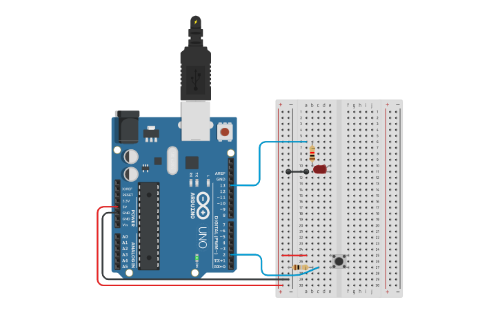 Circuit design Pushbutton - Tinkercad
