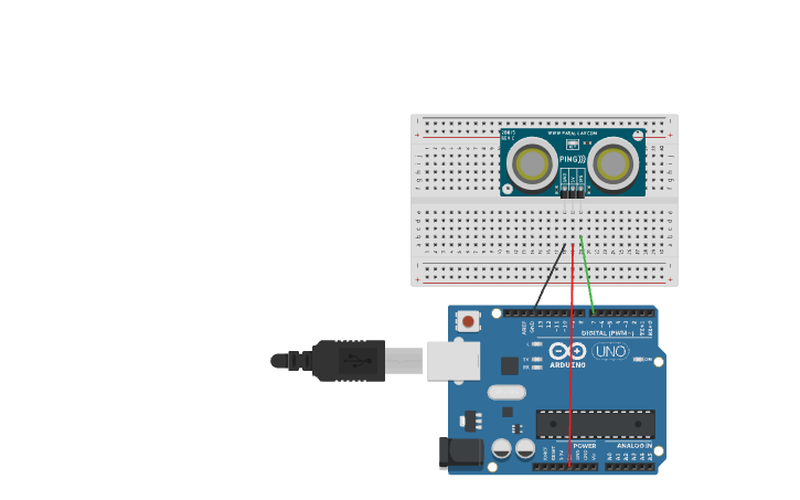 Circuit design Ultrasonic Distance Sensor | Tinkercad
