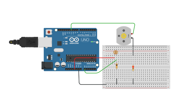 Circuit design MOTOR LDR - Tinkercad