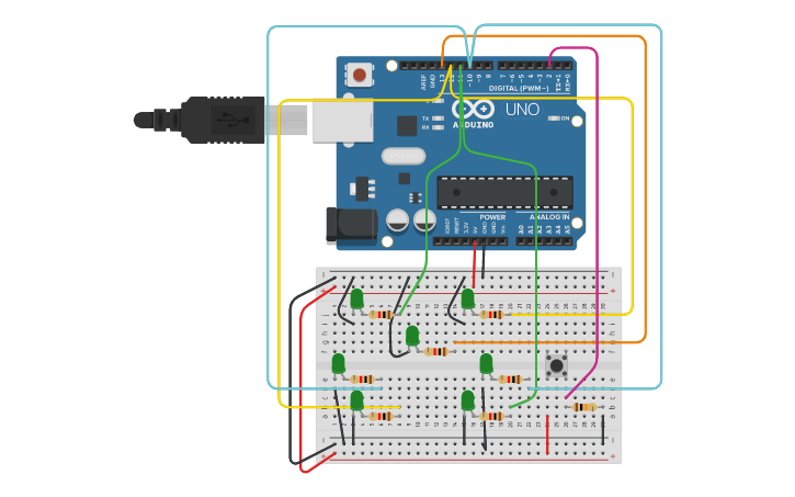 Circuit design LED-Dice_mit_Code | Tinkercad