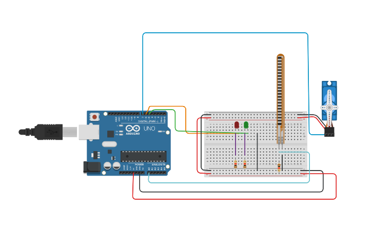 Circuit design Sensor Flexion - Tinkercad