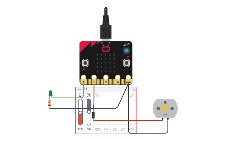 Circuit design Temperature Sensed Motor - Tinkercad