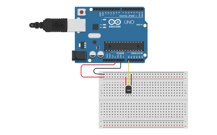 Circuit design Medindo Temperatura TMP 36 - Tinkercad