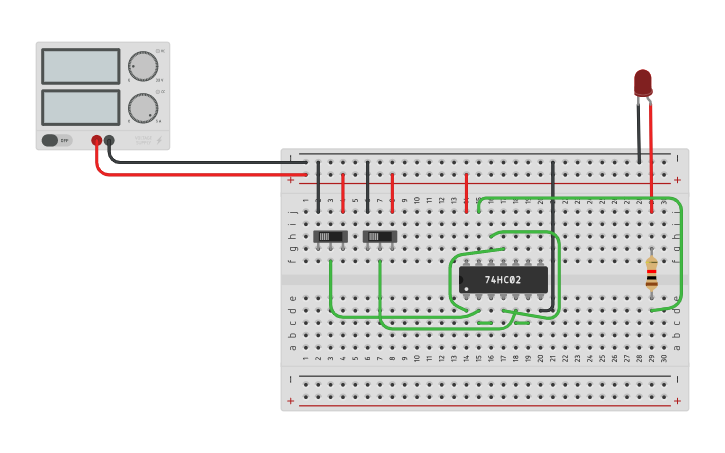 Circuit design EXP-1 (AND using NOR gate) | Tinkercad