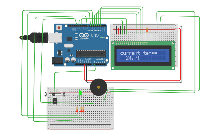 Circuit design Challege 2 Temperature measurement | Tinkercad