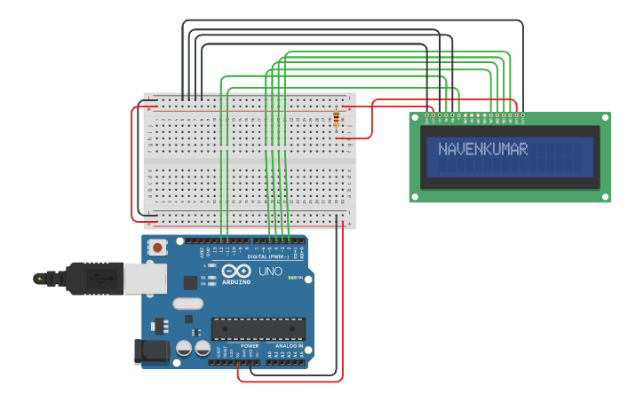 Circuit design LCD DISPLAY SCROLL - Tinkercad