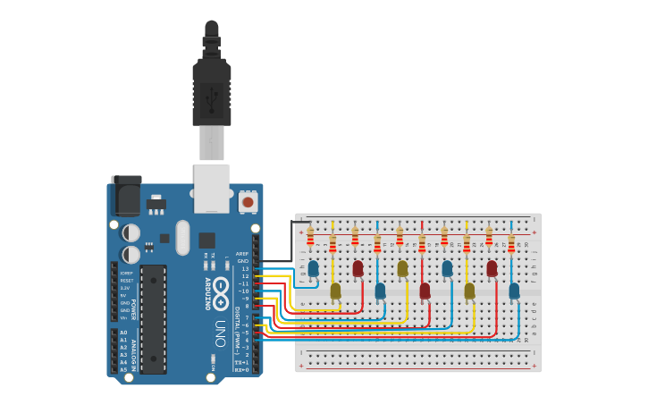 Circuit design ARDUINO Y PROTOBOARD - Tinkercad