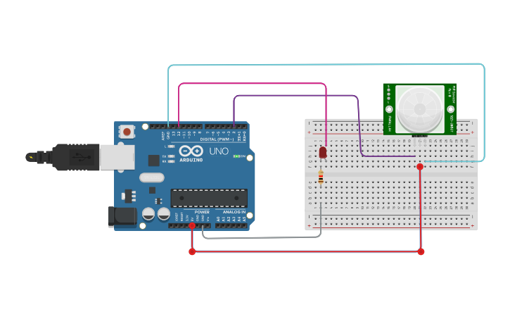 Circuit design sensor de movimientos | Tinkercad