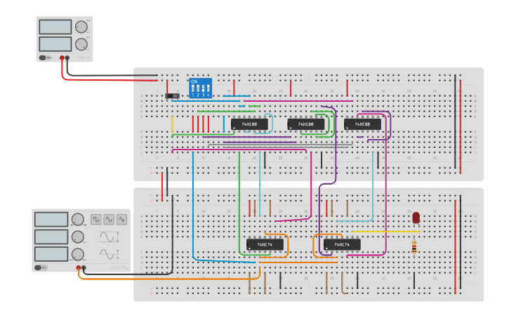 Circuit design PISO - Tinkercad