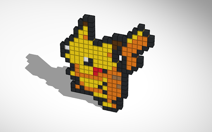 3D design Pikachu Pixel Art - Tinkercad
