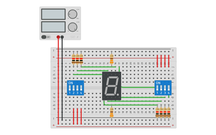 Circuit design 7 Segment - Tinkercad