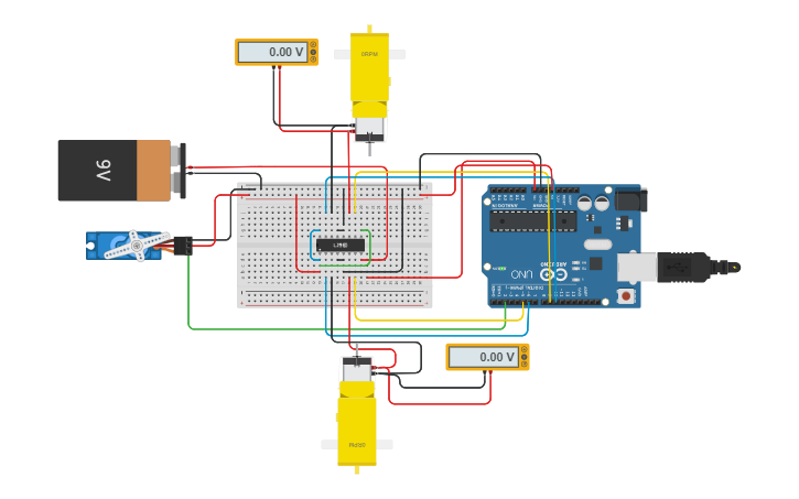 Circuit design Proyecto carro - Tinkercad