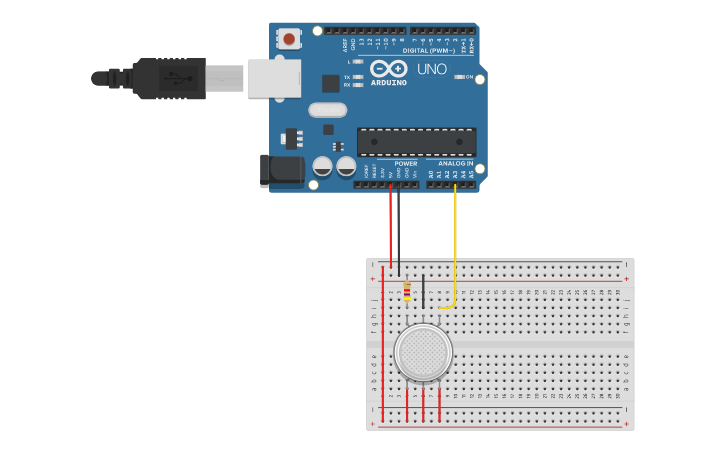 Circuit design Simple Smoke Detector - Tinkercad