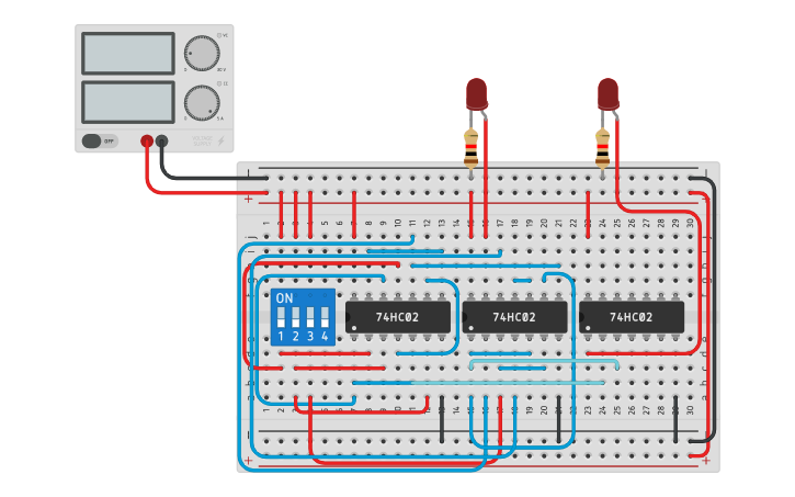 Circuit design Full Adder using NOR gate - Tinkercad