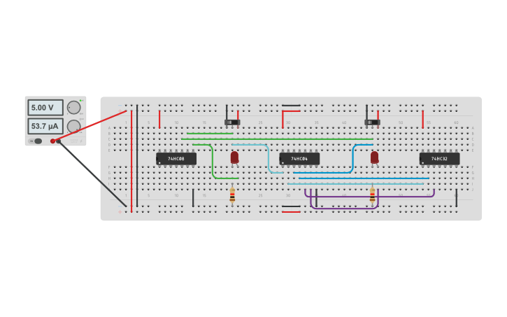 Circuit design ETB - Equivalencia de Portas 7408 7404 7432 - Tinkercad