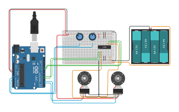 Circuit design Differential drive - Tinkercad