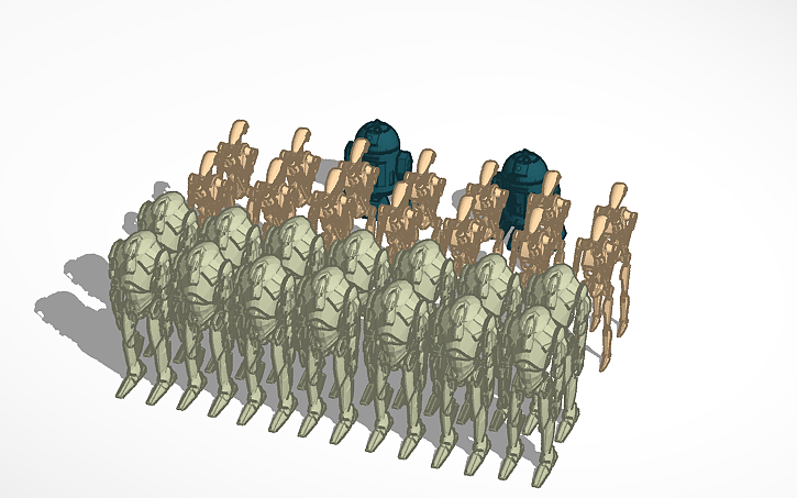 3D design Mega droid army - Tinkercad