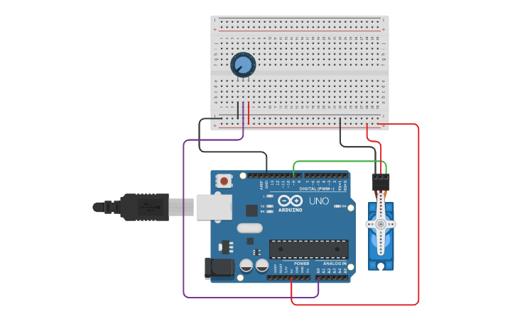 Circuit Design Servo Motor Potentiometer Tinkercad