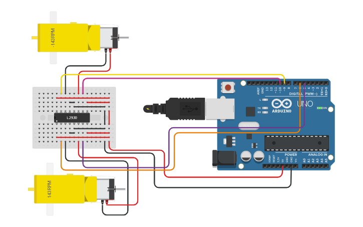 Circuit design MOTOR DC | Tinkercad