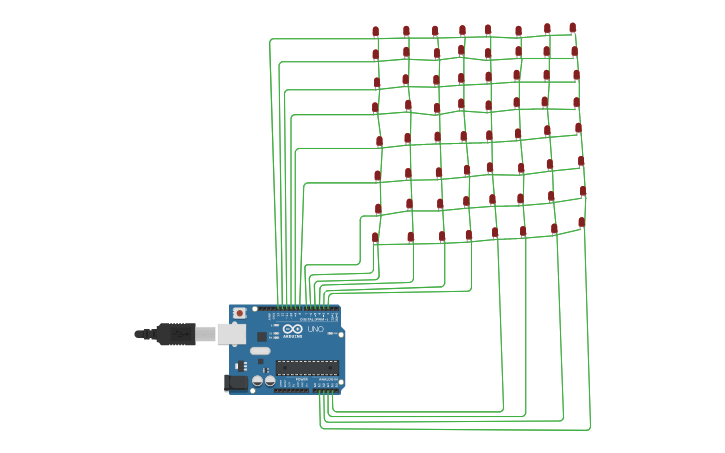 Circuit design Random pattern 8X8 LED grid | Tinkercad