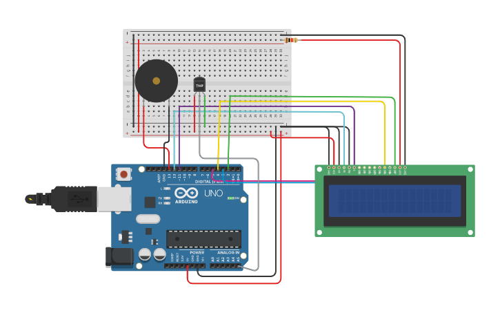 Circuit design Arduino Exam Q1/Q2/Q3/Q6 - Tinkercad