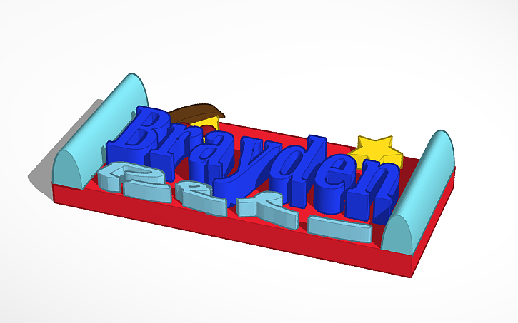 3D design Brayden nametag - Tinkercad