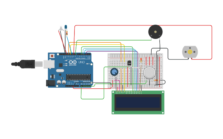 Circuit Design Fire Sensor Iot Expirement Tinkercad