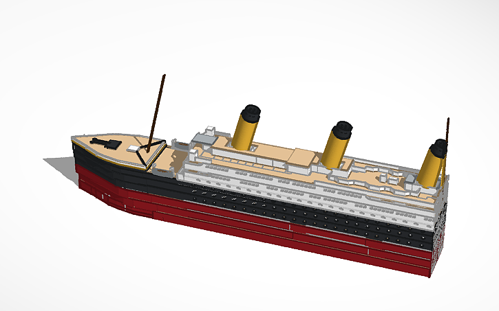 3D design Titanic with Lifeboats and Interior - Tinkercad