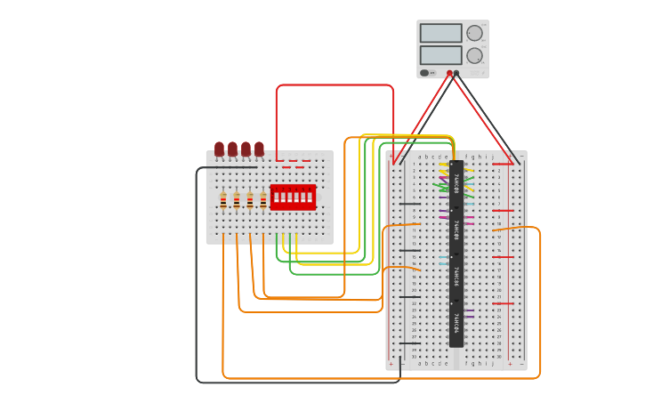 Circuit design 2 bit Multiplier - Tinkercad